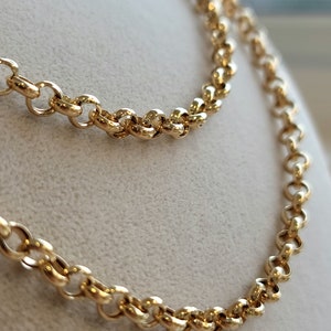18K Solid Gold Rolo Chain Necklace: 5MM Yellow Gold Links - Unisex - Etsy