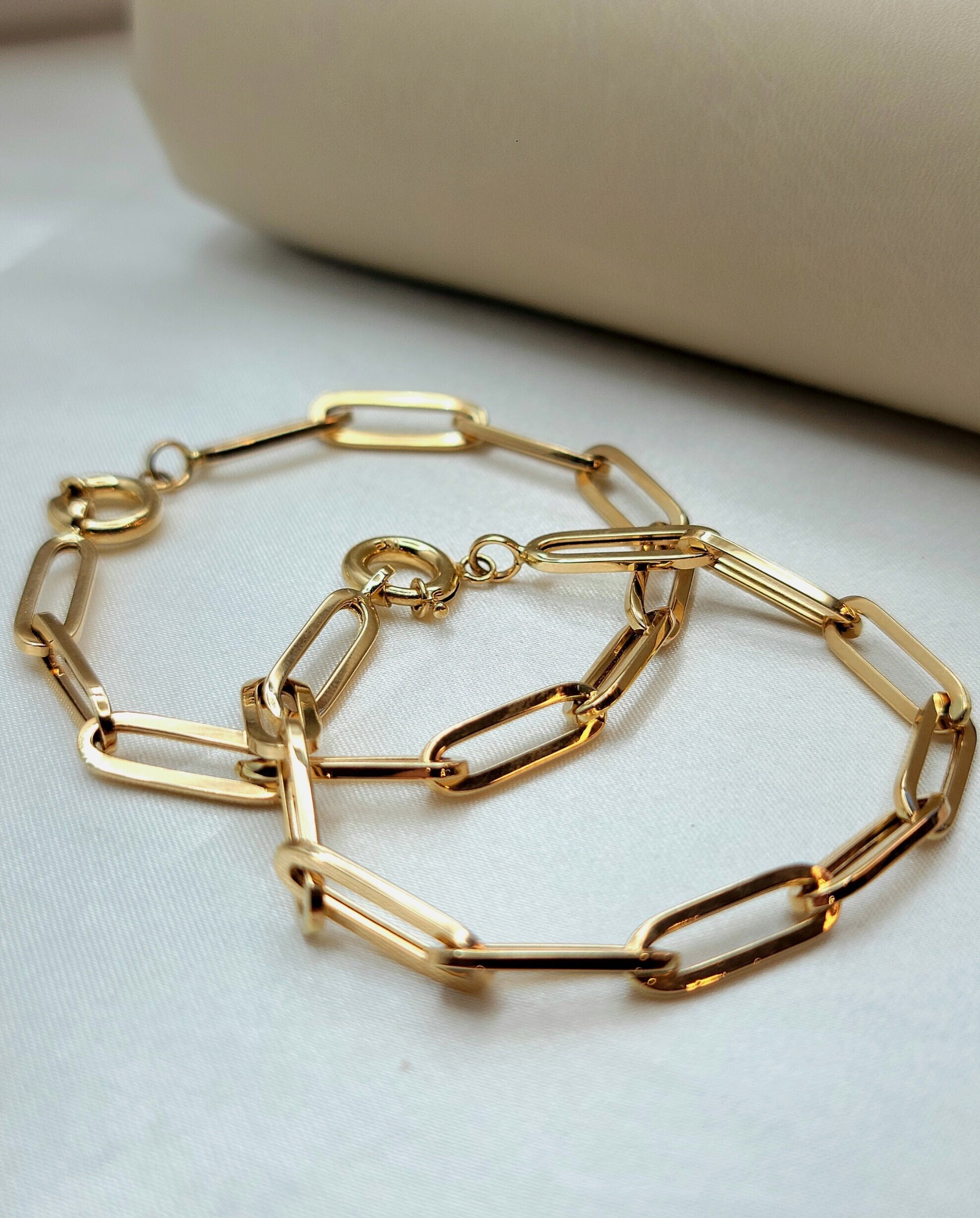 18K Solid Gold Paperclip Armband Kette Echtes 18K Gelbgold Paperclip Link Armband 6.5MM 7.5Echt Gold Armband fur Manner Frauen Edel Etsy