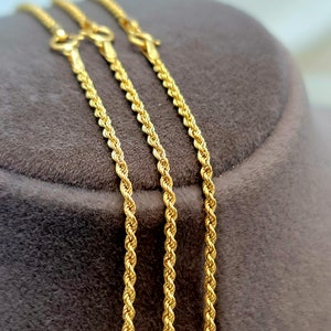 18K Solid Gold Rope Chain Necklace / Yellow 18K Rope Chain - Etsy