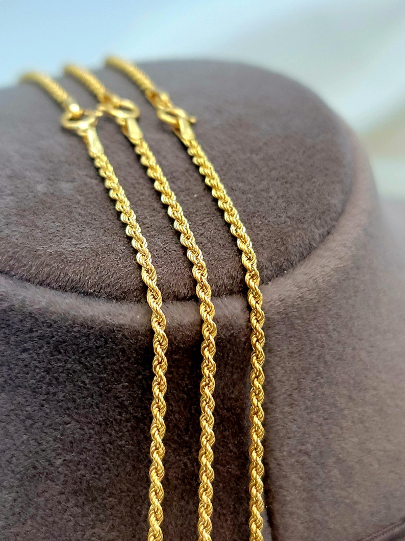 18K Solid Gold Rope Chain Necklace / Yellow 18K Rope Chain - Etsy