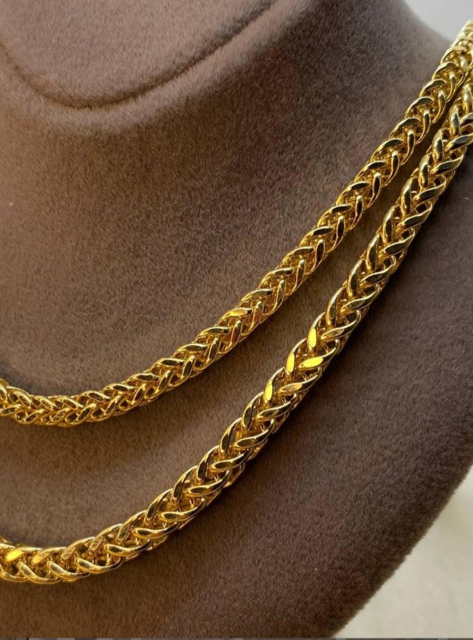 14K Solid Gold Franco Chain: 4mm-5mm Wheat Style _ Unisex - Etsy