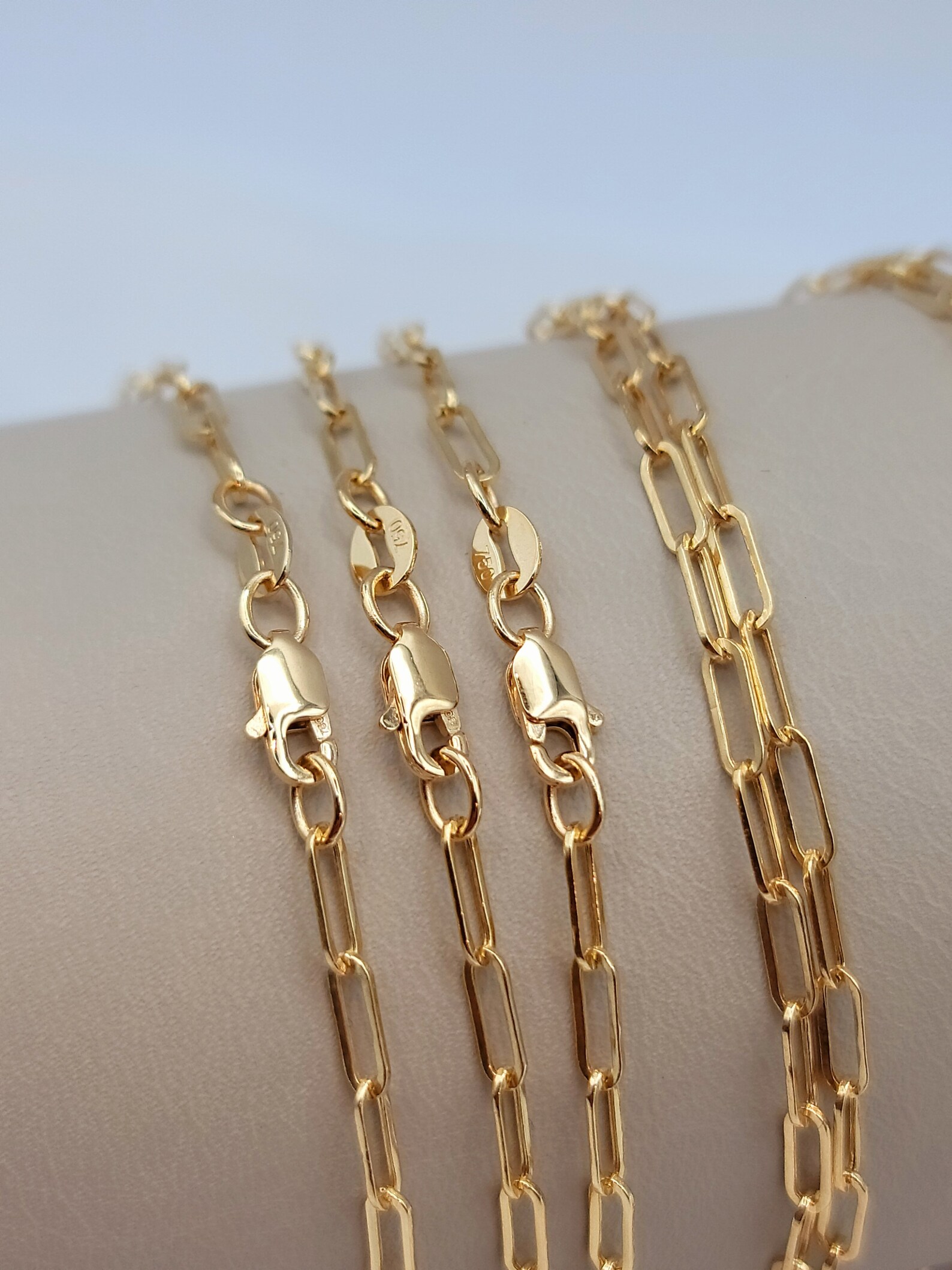 18K Solid Gold Paperclip Chain Necklace 18K Yellow Gold - Etsy