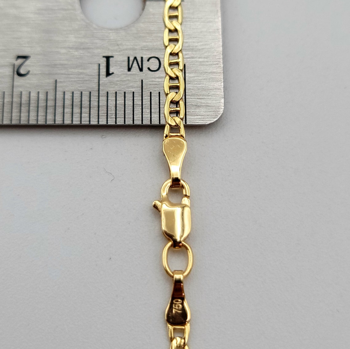 18K Solid Gold Anchor Chain Necklace Real 18K Gold Flat - Etsy