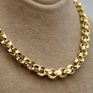 14K Solid Gold Rolo Chain Necklace, Diamond-cut, Pure 14K Gold Rolo ...