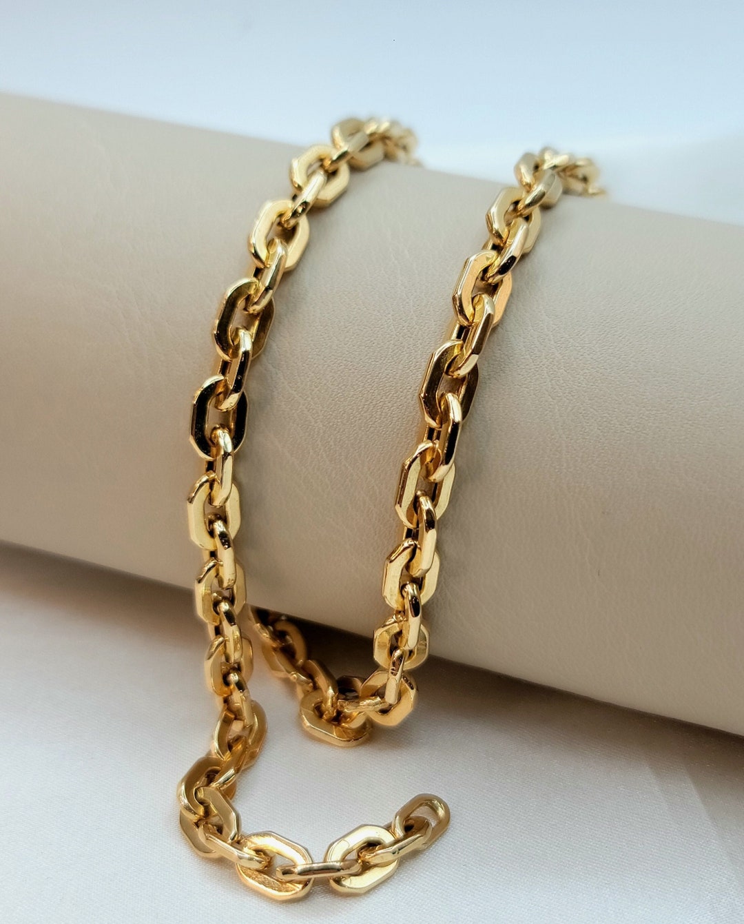 Pure 18K Solid Gold Cable Chain Necklace, 18K Gold Cable Link Chain for ...