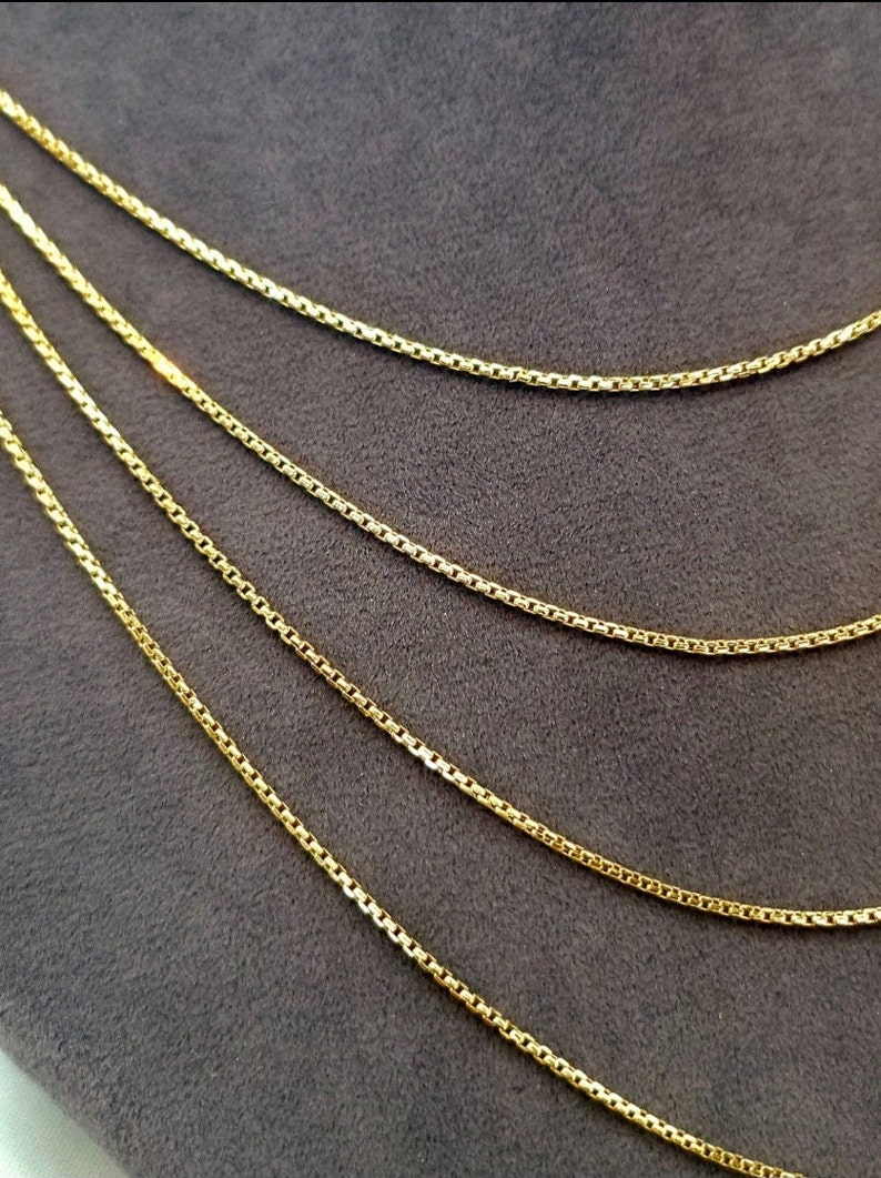18K Solid Gold Box Chain Necklace16 24 - Etsy