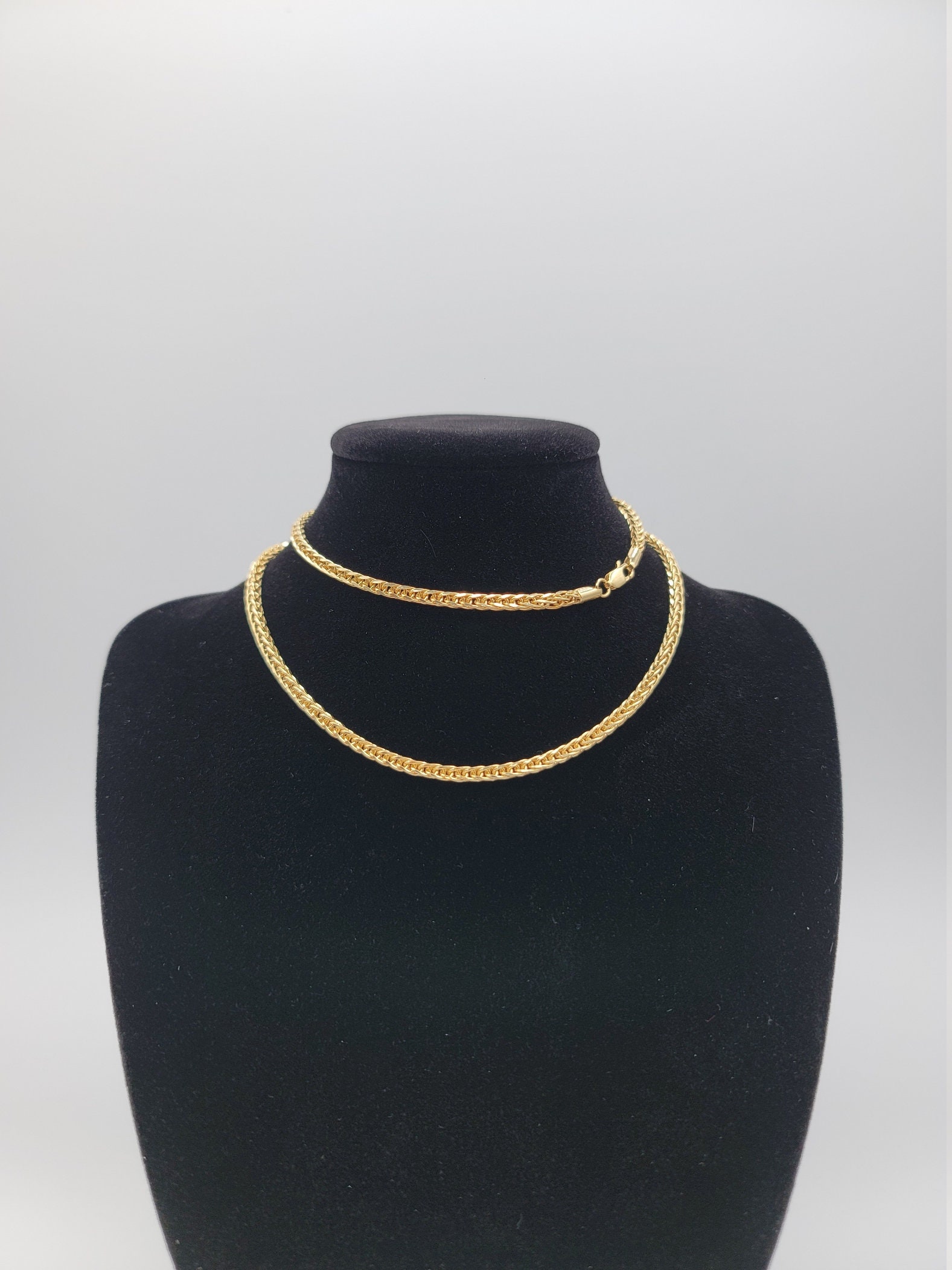 14K Solid Gold Foxtail Style Chain, Gram Weight: 8.40g , 21.5", 3mm - Etsy