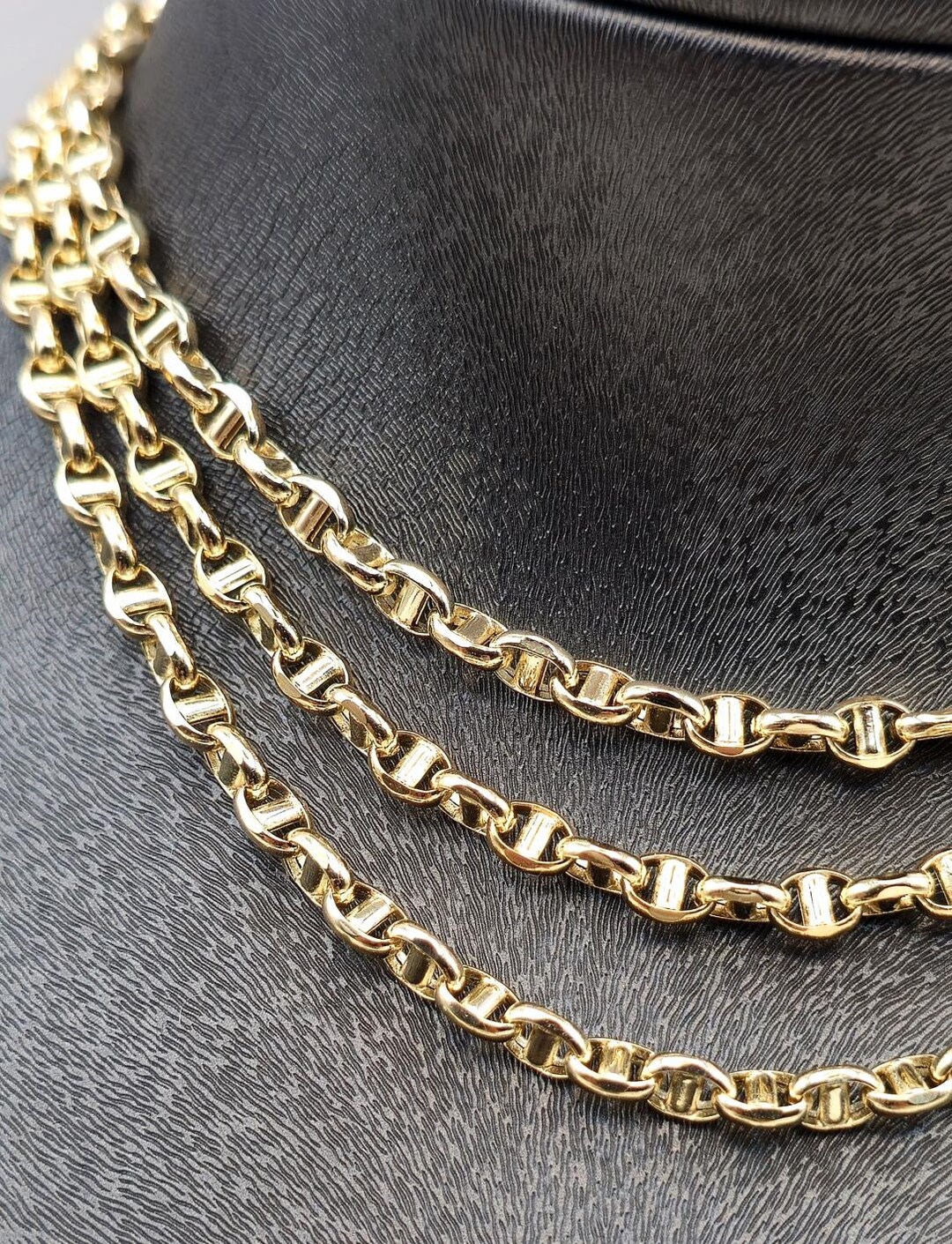 18K Solid Gold Anchor Chain Necklace, Genuine 18K(750) Yellow Gold ...