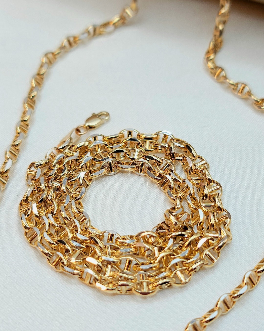 14K Solid Gold Anchor Chain Necklace 14K Real Gold Anchor - Etsy