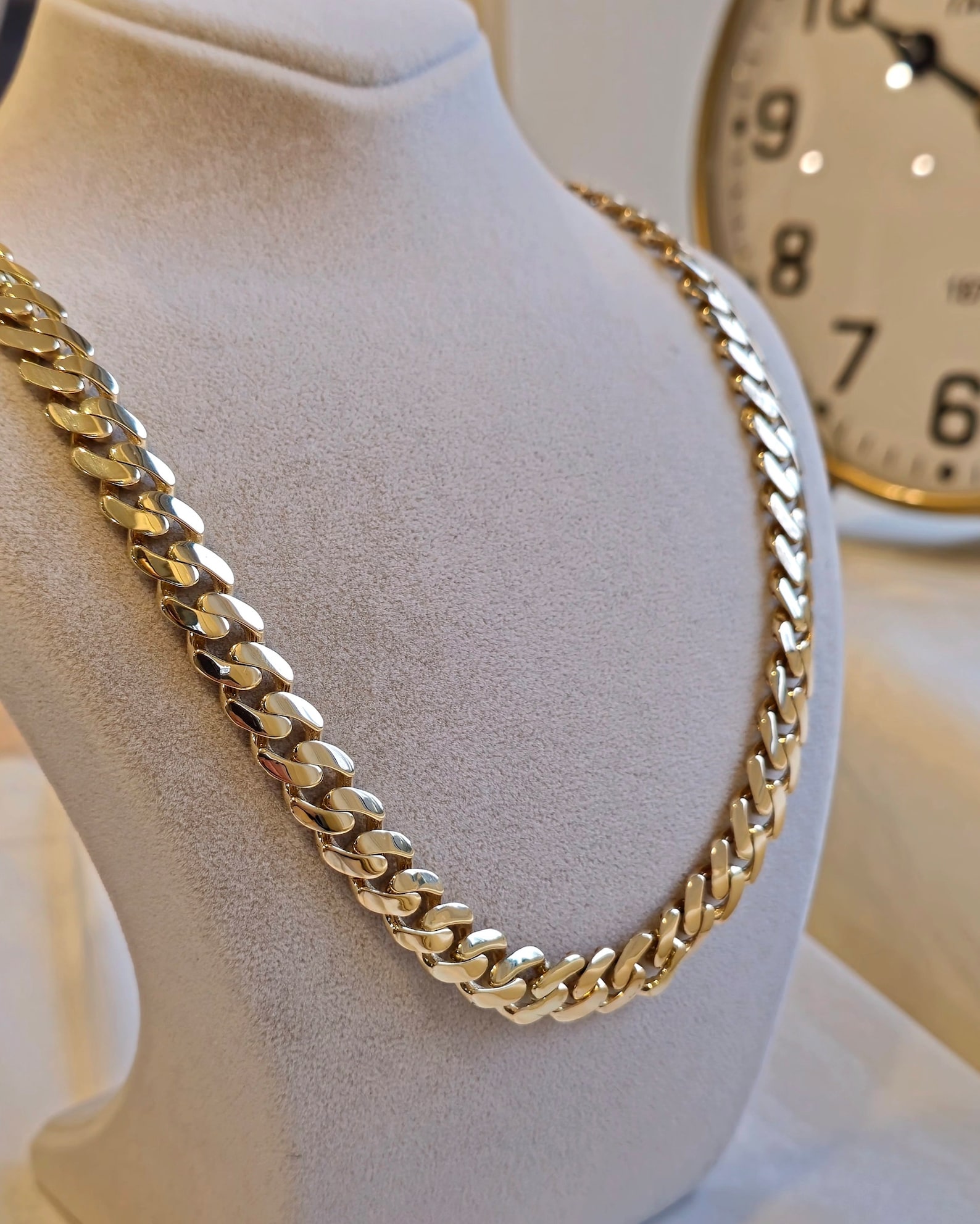 14K Solid Gold Miami Cuban Chain Necklace - Heavy Curb Link - Etsy