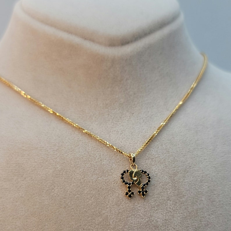 18K Solid Gold Transgender Symbol Necklace: Franco Chain, Cubic ...