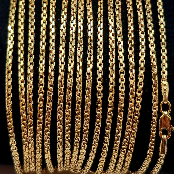 14K Solid Gold Box Chain Necklace/ 19.75 to 23.75 - Etsy