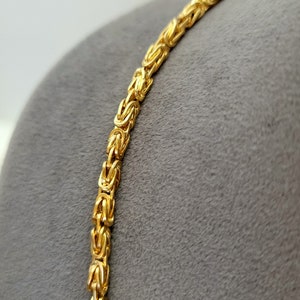 18K Yellow Gold Byzantine Chain Necklace: 2.30mm Thick - Etsy