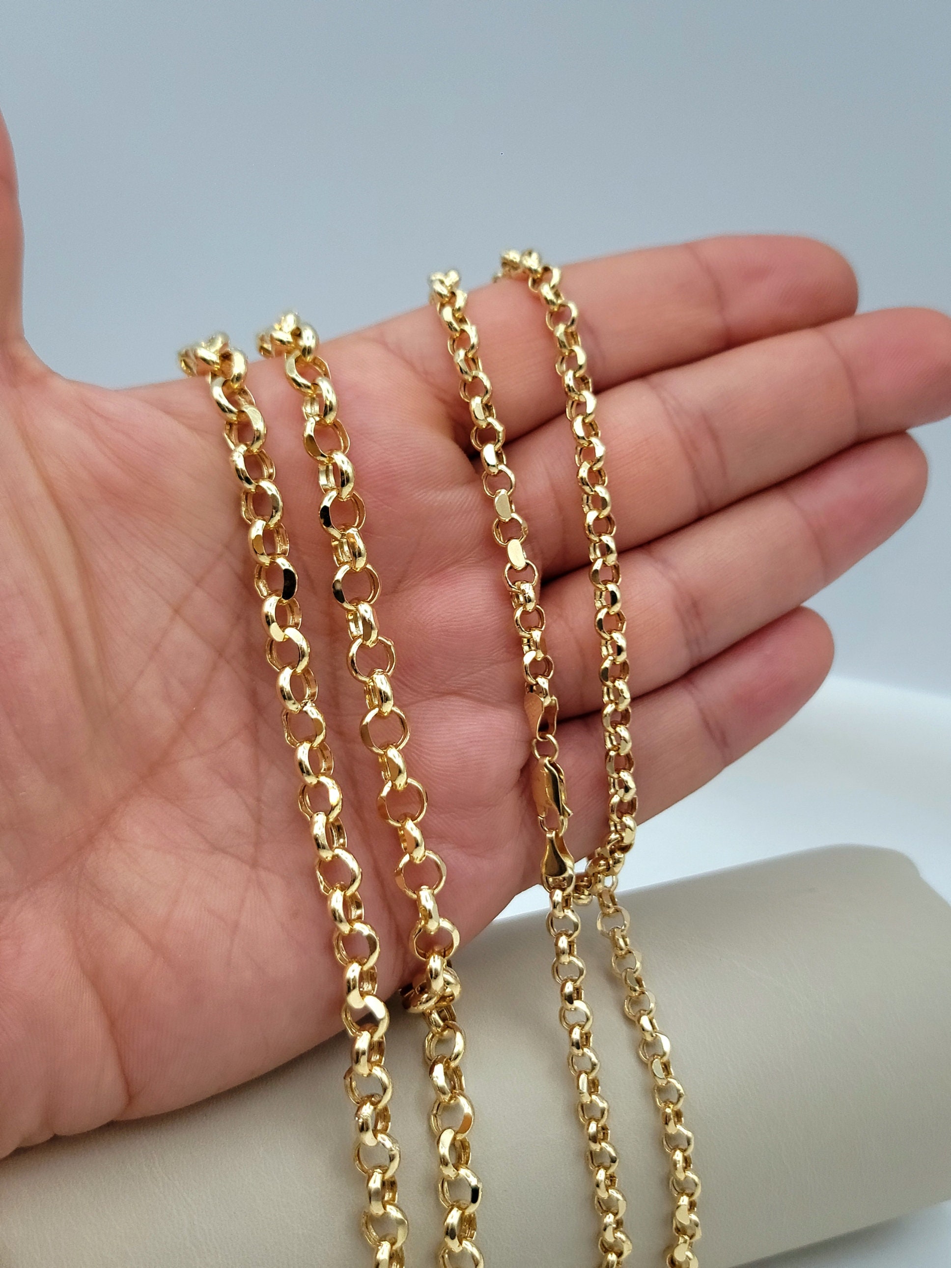 14K Solid Gold Rolo Chain Necklace, Real 14K Gold Rolo Chain For Men ... 14K Solid Gold Rolo Chain Necklace, Real 14K Gold Rolo Chain For Men ...
