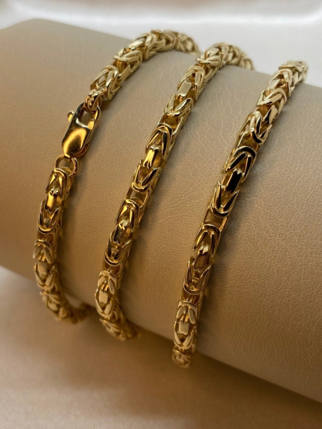 14K Solid Gold Byzantine Chain Necklace, Real Gold Byzantine Chain for ...