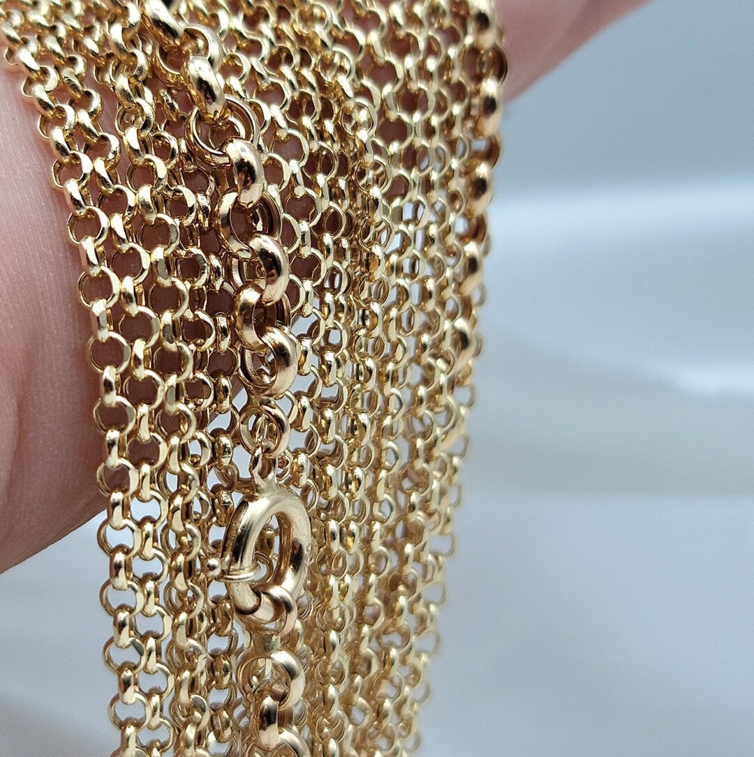 18K Solid Gold Rolo Links Chain, 18K Rolo Chain Necklace, 3.30mm_18 ...