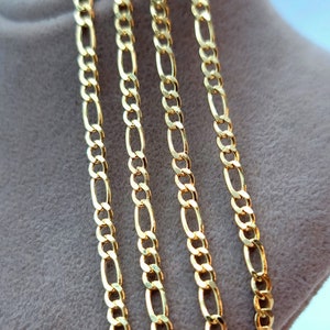 18K Solid Gold Figaro Chain Necklace: 4mm Thick, Unisex - Etsy