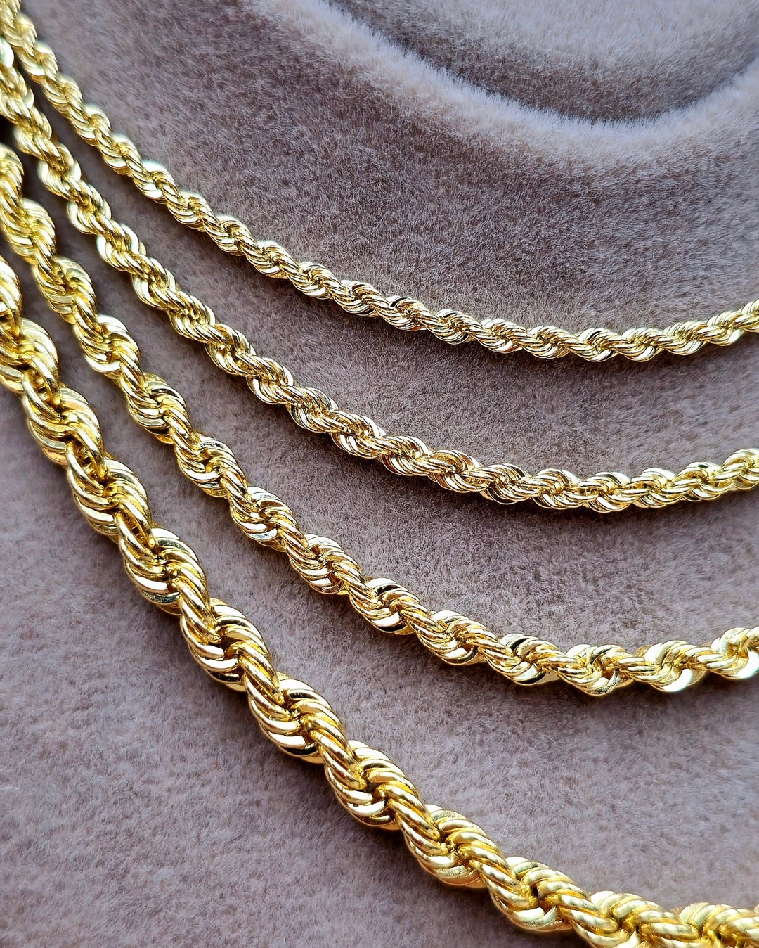 18K Solid Gold Rope Chain Necklace: Diamond-cut Link - Unisex - Etsy