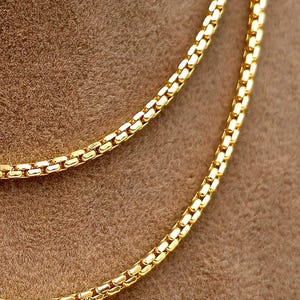 18K Solid Gold Box Chain, 18K Pure Gold Box Chain Necklace, Diamond-cut ...