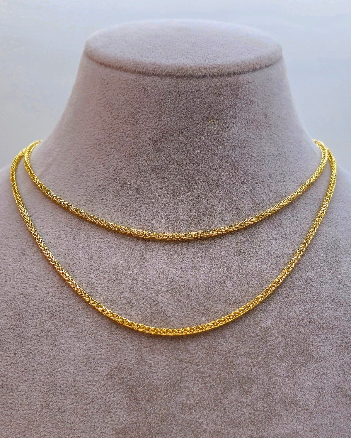 18K Solid Gold Foxtail Chain Necklace: Wheat Chain (2mm Thick) - Etsy