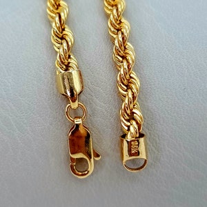 14K Solid Gold Rope Bracelet Chain, Real Gold Rope Bracelet, 14K ...