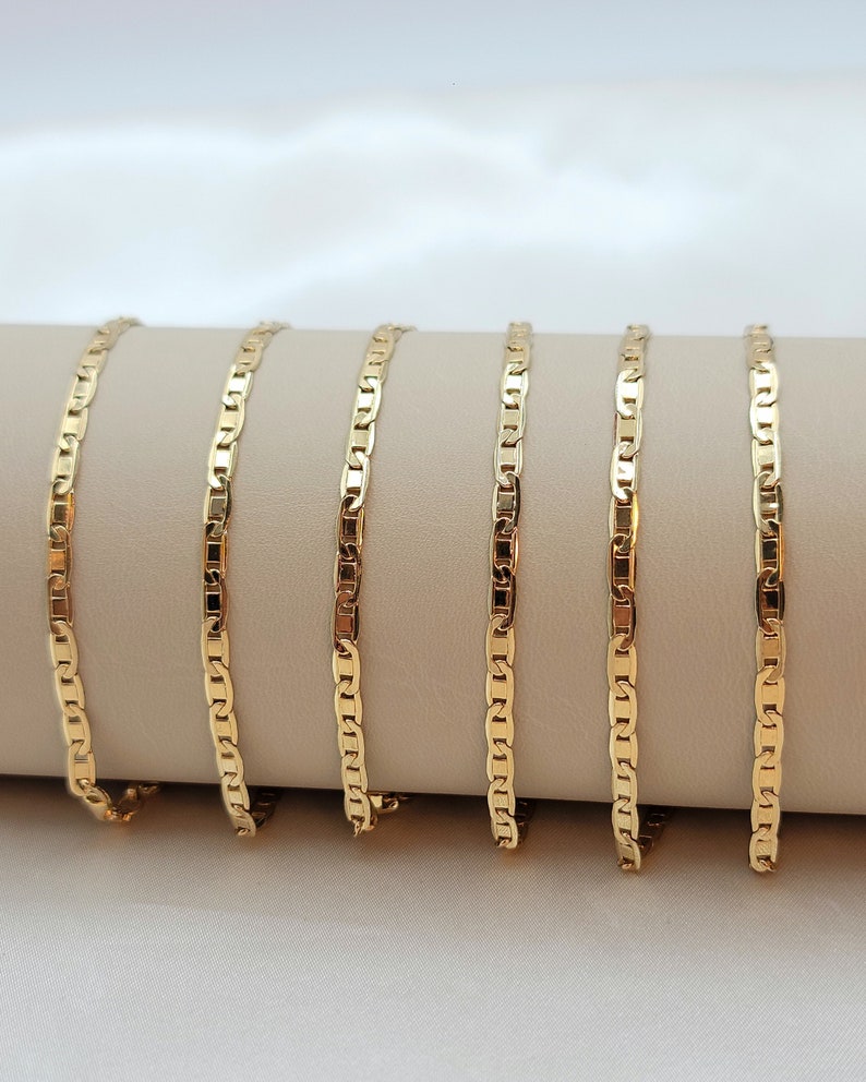 18K Solid Gold Anchor Chain Necklace: 3.5mm Mariner Chain - Etsy