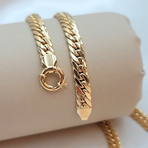 Pure 18K Solid Gold Curb Chain Necklace, 18K Solid Gold Curb Link Chain ...