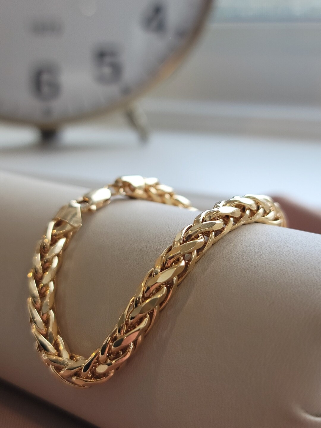 18K Solid Gold Franco Foxtail Bracelet Chain for Men & Women, 5mm Thick ...