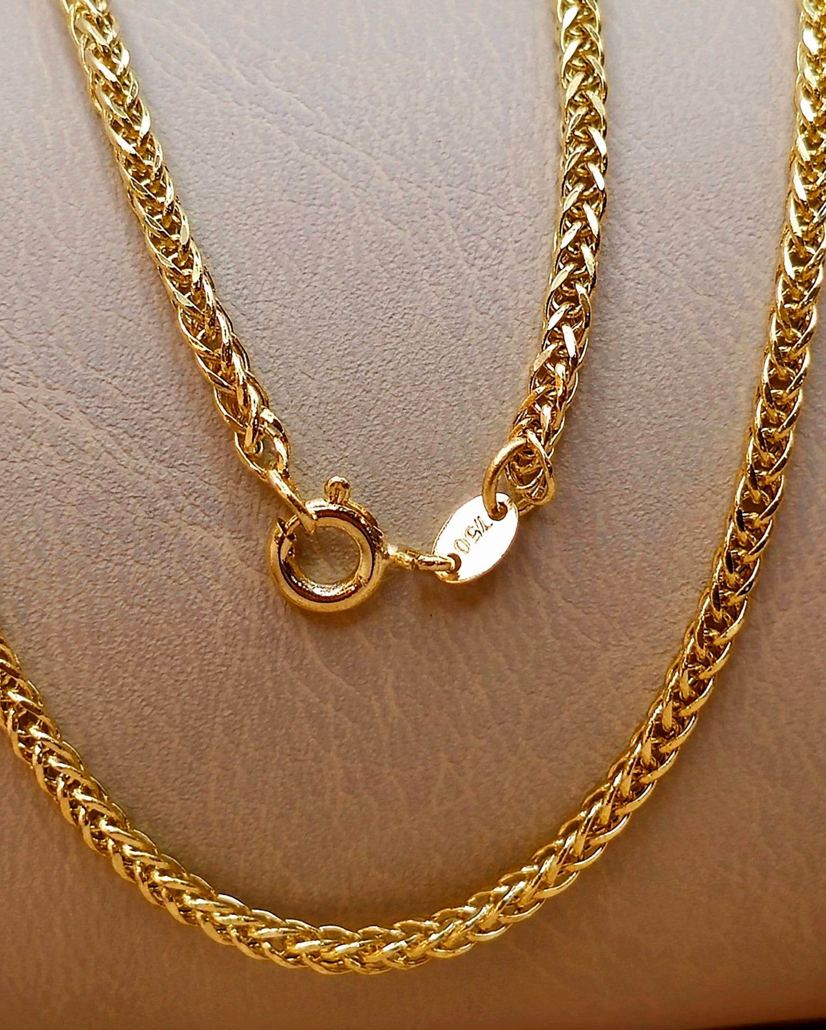 18K Solid Gold Foxtail Chain Necklace: Wheat Chain (2mm Thick) - Etsy