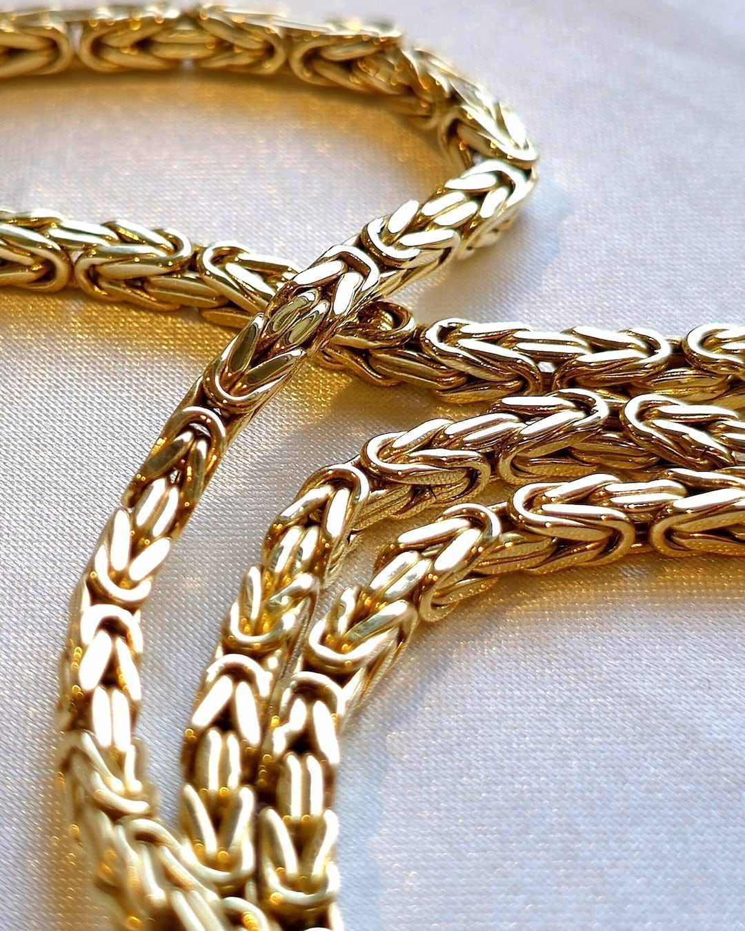 18K Gold Byzantine Chain Necklace: Solid Yellow Gold, 3.8MM Thick - Etsy UK