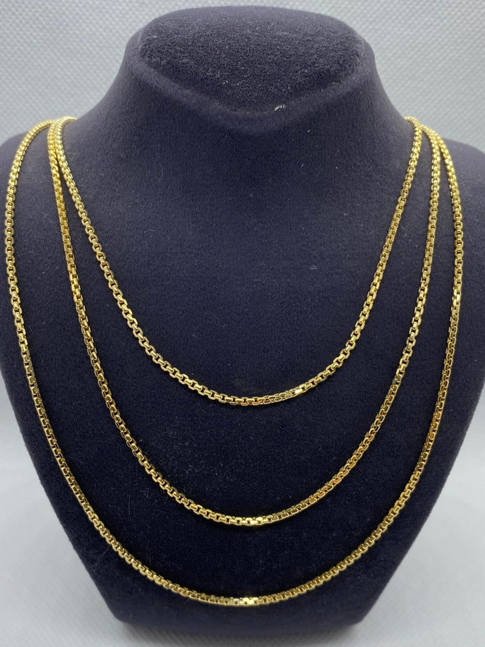 18K Solid Yellow Gold Box Chain Necklace 202224 Inches 2mm - Etsy