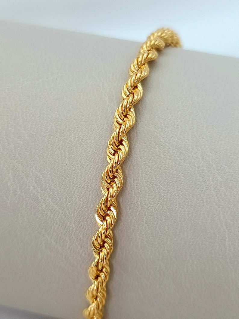 14K Solid Gold Rope Bracelet Chain Real Gold Rope Bracelet - Etsy
