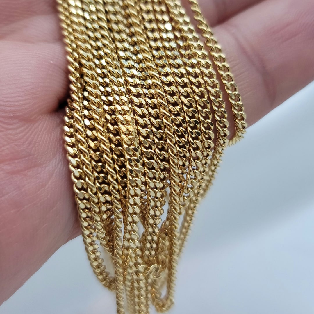 18K Solid Gold Miami Cuban Link Chain Necklace/18k Gold Yellow Cuban ...