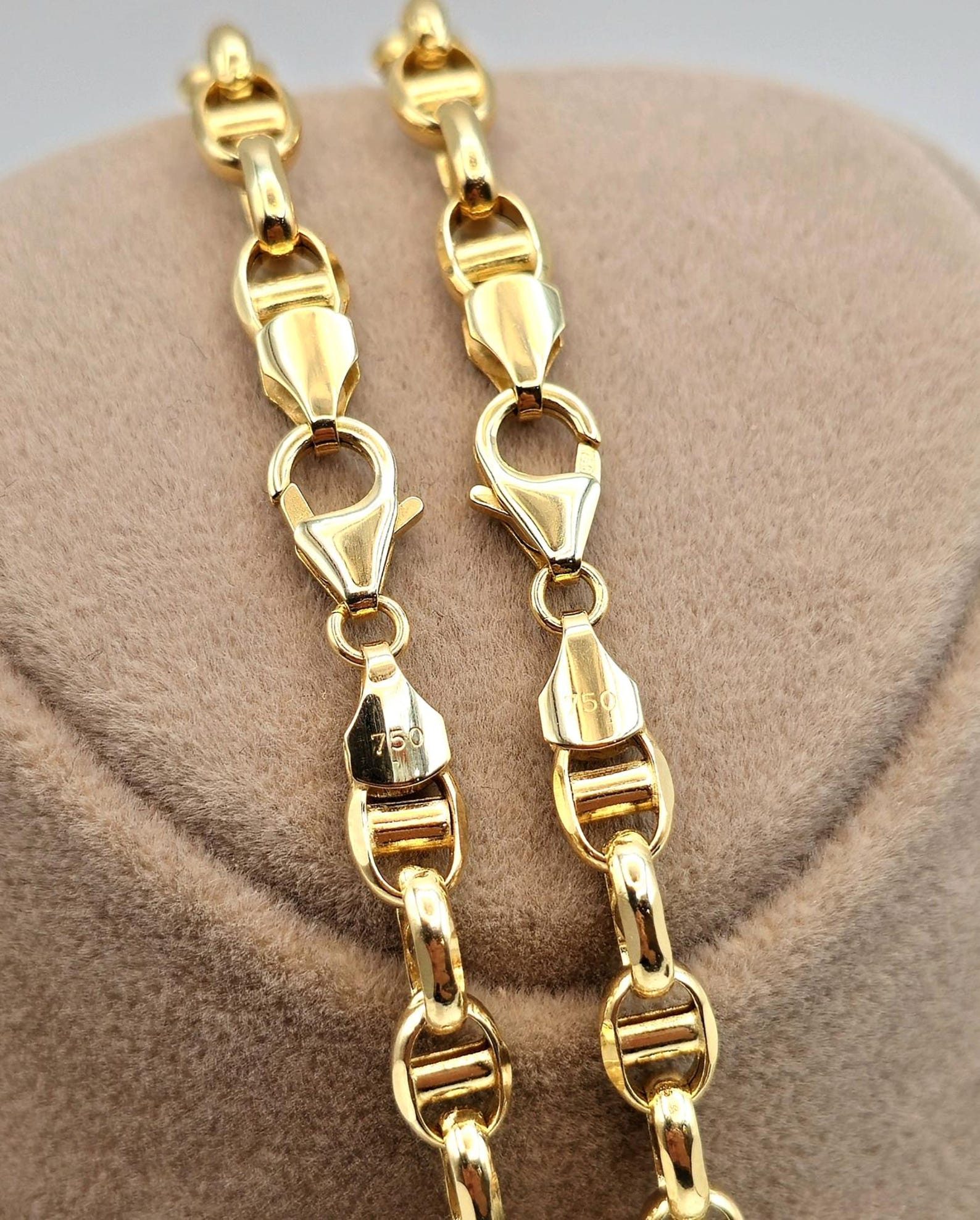 18K Solid Gold Anchor Chain Necklace: Mariner Style, Unisex (5.85mm ...