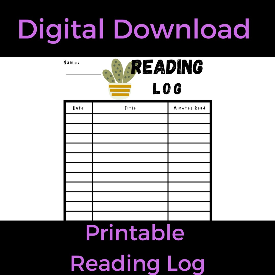 Digital Download Printable Reading Log - Etsy