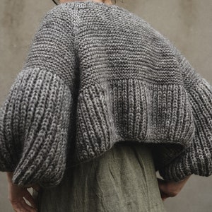 Knitting Pattern for Grey Sheep Jacket, Short Cardigan, Puffed Sleeves ...