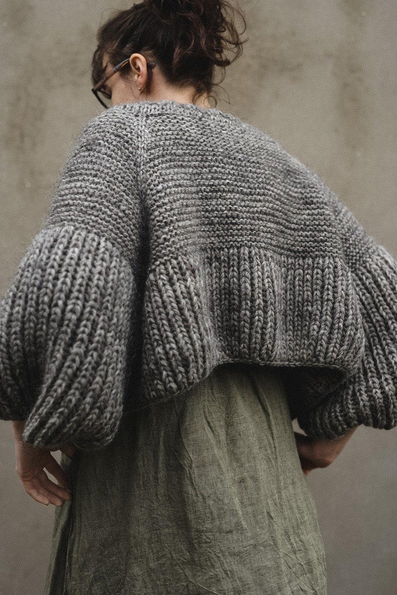 Knitting Pattern for Grey Sheep Jacket, Short Cardigan, Puffed Sleeves ...