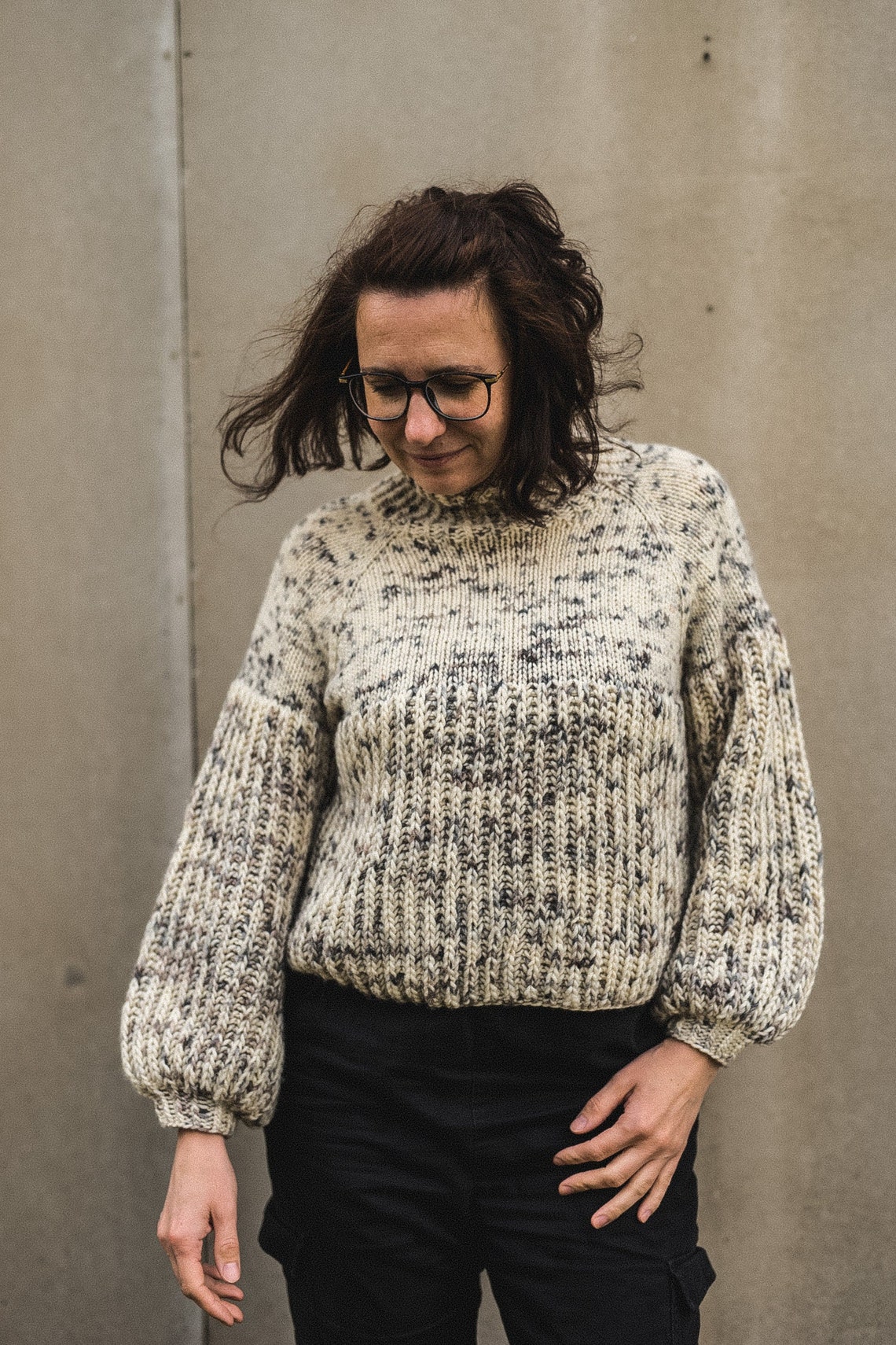 White Sheep Sweater Knitting Pattern, Mock Neck, Balloon Sleeves (PDF ...