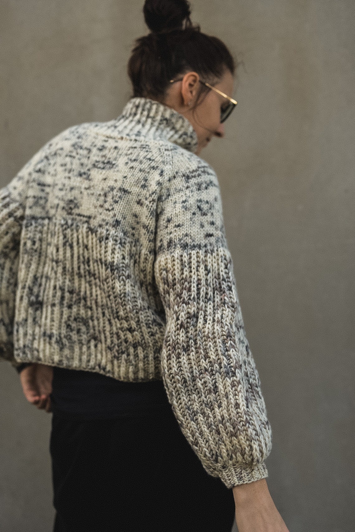 White Sheep Sweater Knitting Pattern, Mock Neck, Balloon Sleeves (PDF ...
