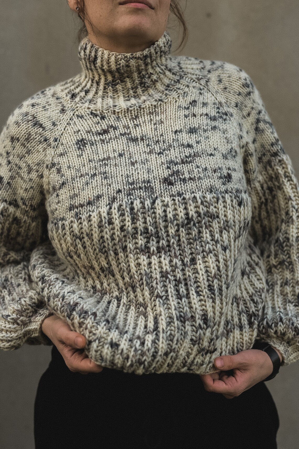 White Sheep Sweater Knitting Pattern, Mock Neck, Balloon Sleeves (PDF ...