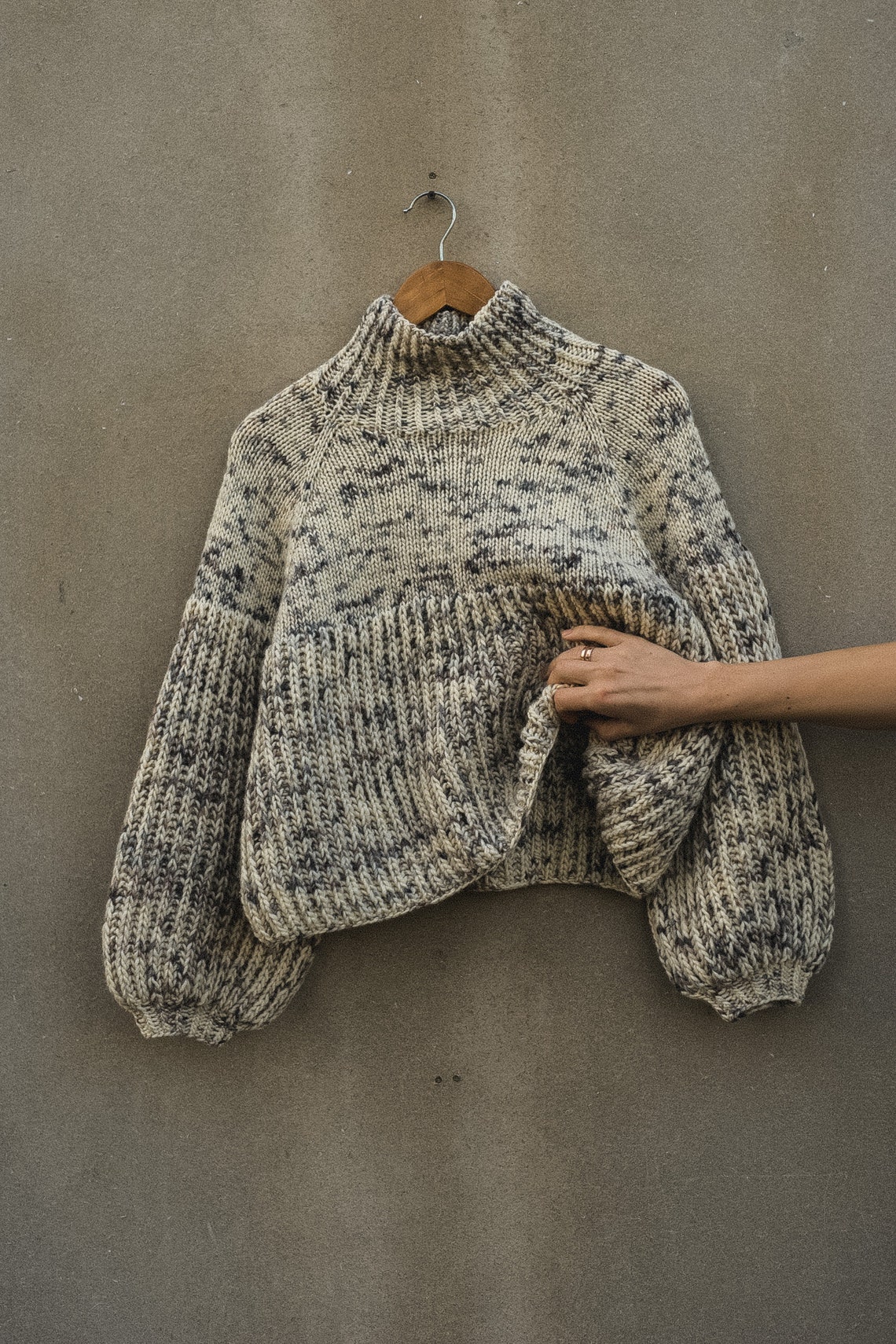 White Sheep Sweater Knitting Pattern, Mock Neck, Balloon Sleeves (PDF ...