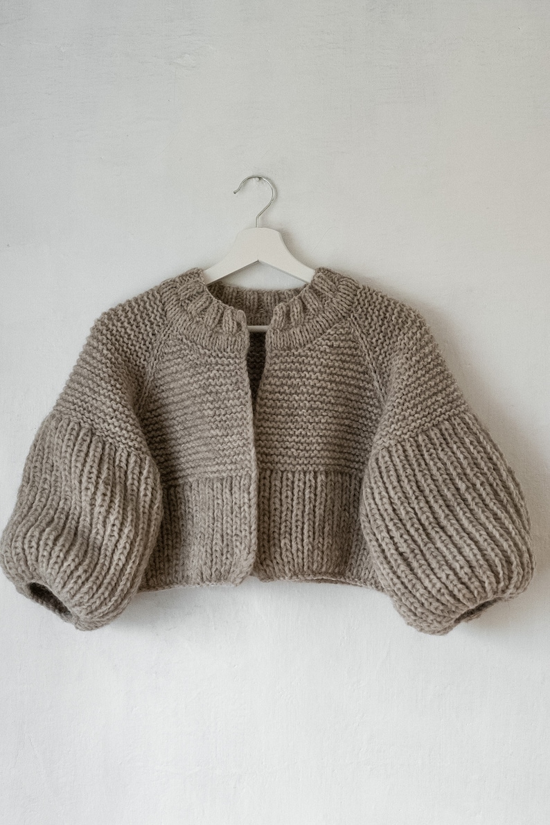Knitting Pattern for Grey Sheep Jacket, Short Cardigan, Puffed Sleeves ...
