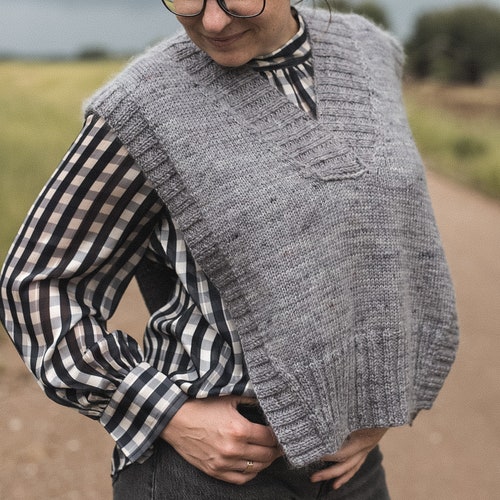Knitting Pattern for Sofia Slipover V Neck Vest Knitting - Etsy