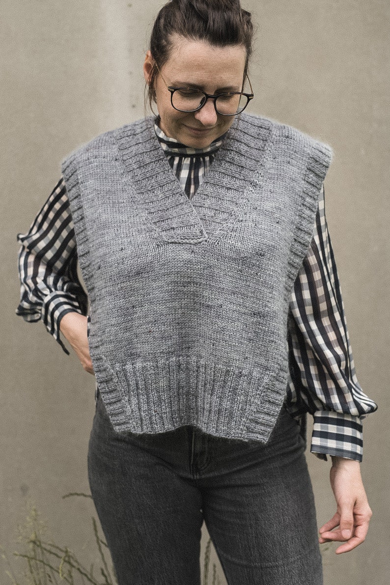 Knitting Pattern for Sofia Slipover V Neck Vest Knitting - Etsy