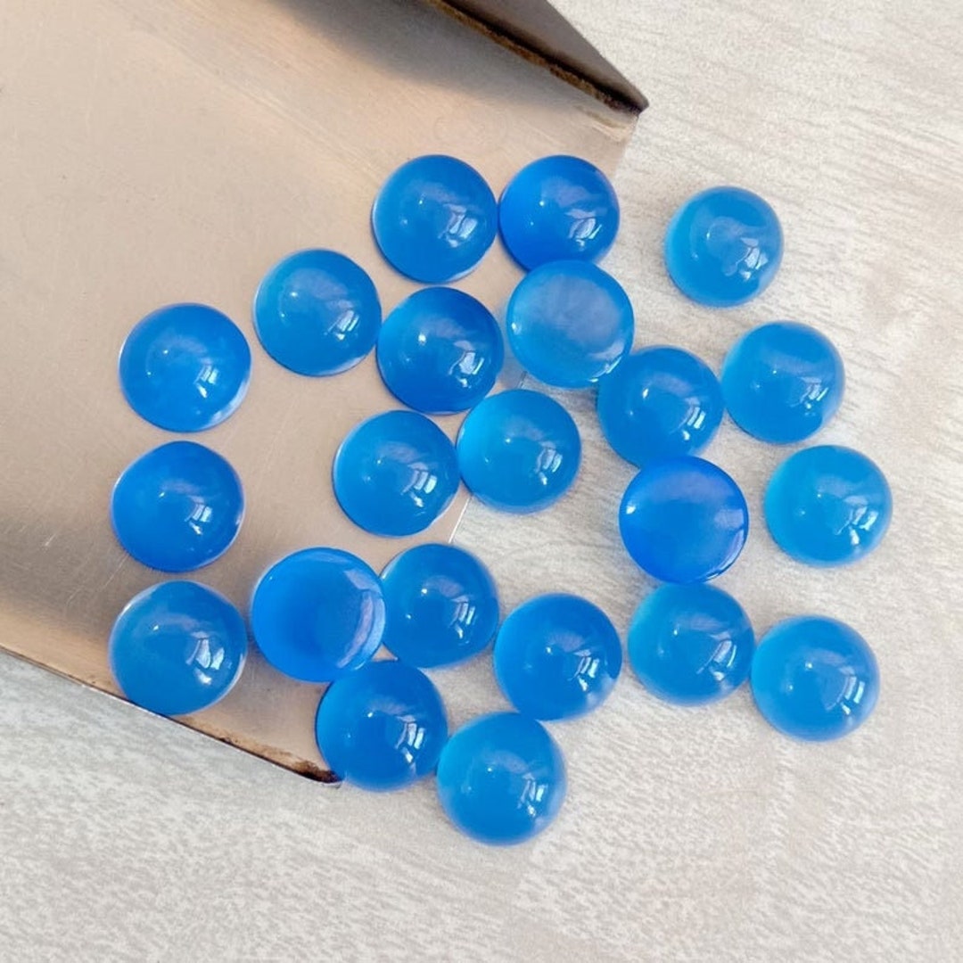 Natural Blue Chalcedony Cabochon, Round Shape Cabochon ,smooth Polished ...