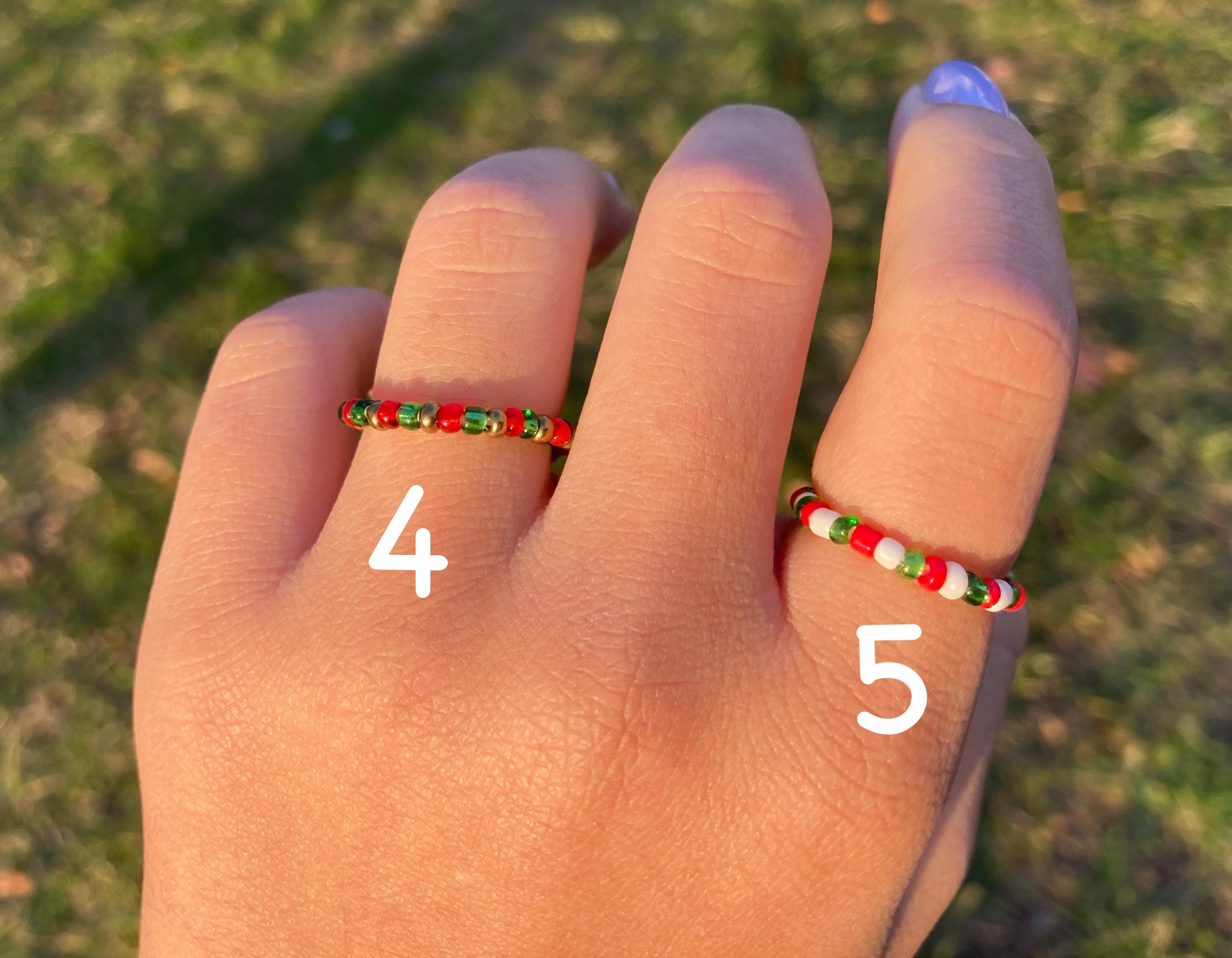 Christmas Themed Beaded Rings - Etsy