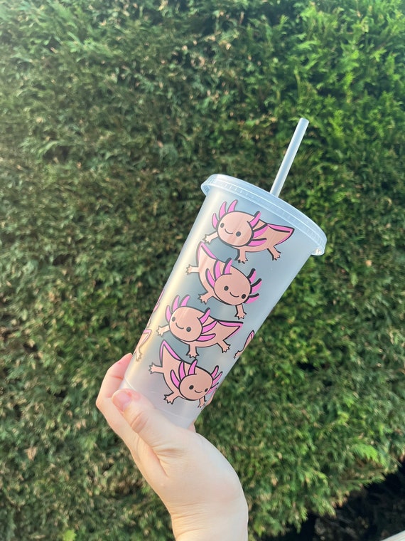 Axolotl Cup Reusable Cold Cup 24oz Cup With Straw Animal | Etsy