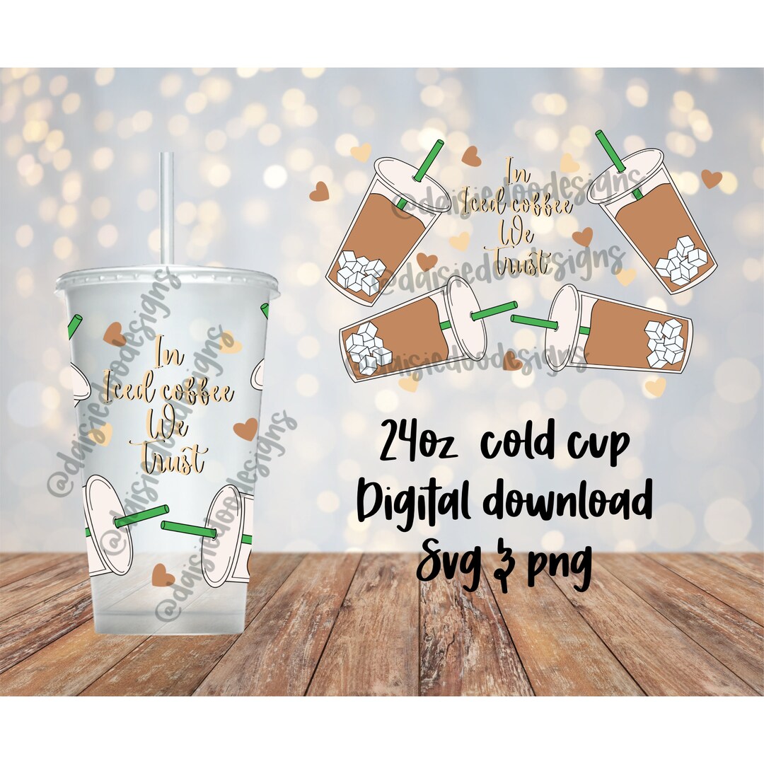Iced Coffee Cup Wrap Cute Cold Cup Wrap 24oz Cold Cup Wrap Printable ...