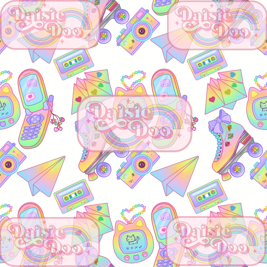 Y2K Seamless Pattern - Fabric Pattern - Seamless Pattern - Digital ...