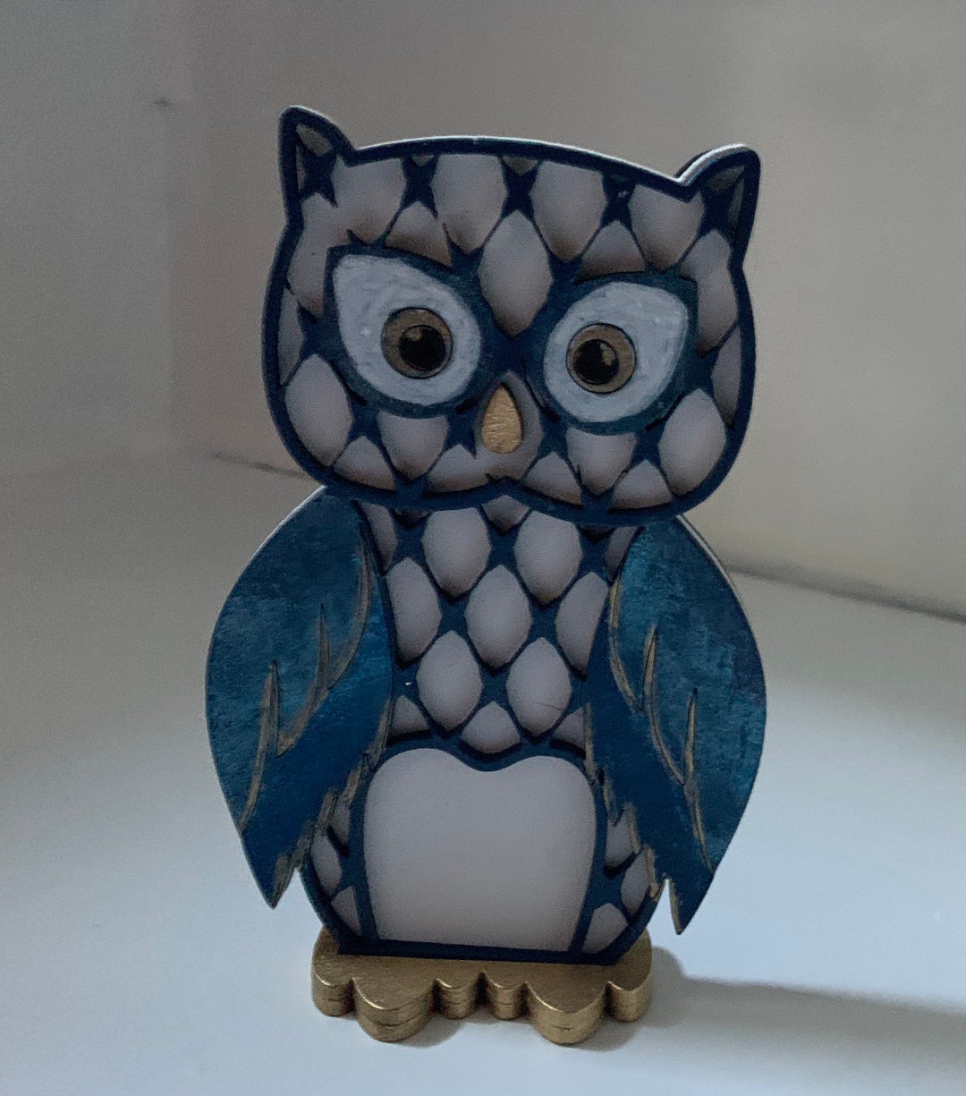 Chinoiserie Fall Owl Decor Modern Fishnet Crosshatch Figurine Statue - Etsy